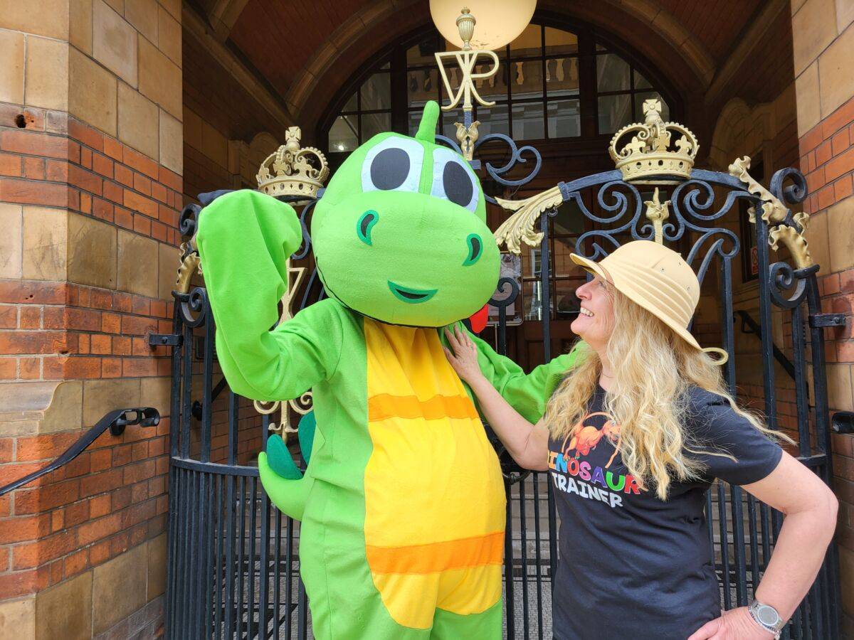 Meet Magnus the dinosaur at the opening of DINOSAURS ON THE DOORSTEP at ...
